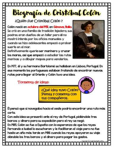Christopher Columbus Spanish Cristobal Colon espanol Editable | TPT