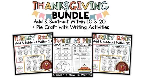 Thanksgiving Activities Bundle - Math Games and Writing Crafts | TPT