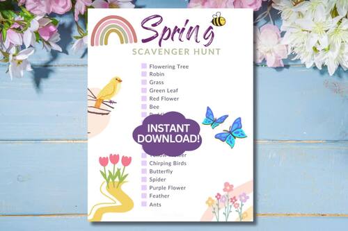 Spring Scavenger Hunt Printable | Outdoor Nature Hunt Game for Kids