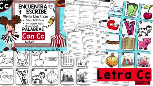 Spanish Write the Room Letter Cc Suave | Bilingual Kindergarten ...