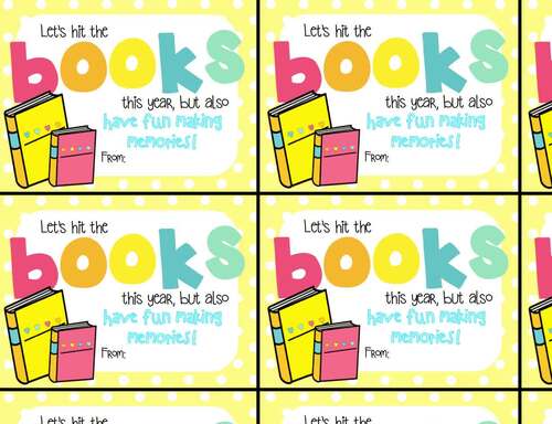 Book/Notebook Beginning of Year Gift Tag-Let's hit the books this year ...