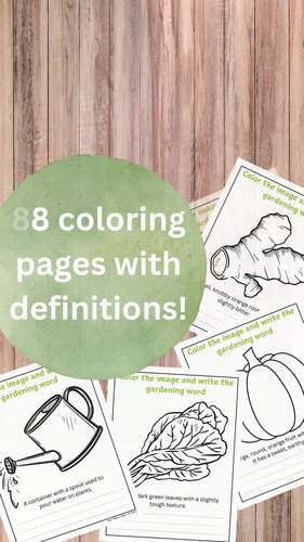 Gardening Tools, Terms & Plants Vocabulary Coloring Pages - Definitions ...