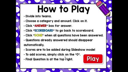 Library Review Game Template by Teacher Gameroom | TpT
