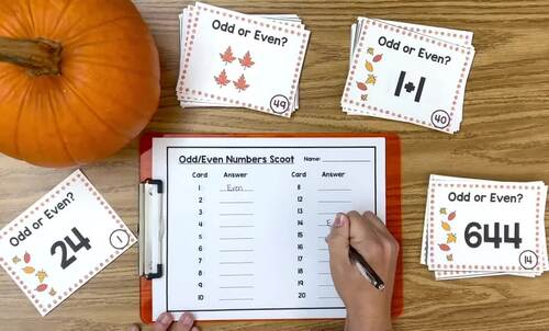 Fall Odd and Even Scoot Task Card Activity by The Teacher's Cottage