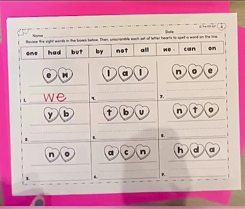 Scrambled Sight Words Valentine's Day No Prep Worksheets by The OG SLP