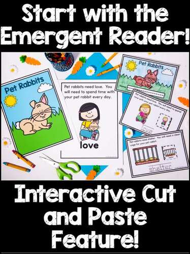 Spring bunny rabbit Emergent Reader and Phonics and Writing printables