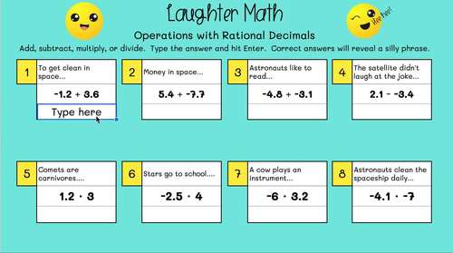Operations with Rational Decimals Digital Activity - Laughter Math