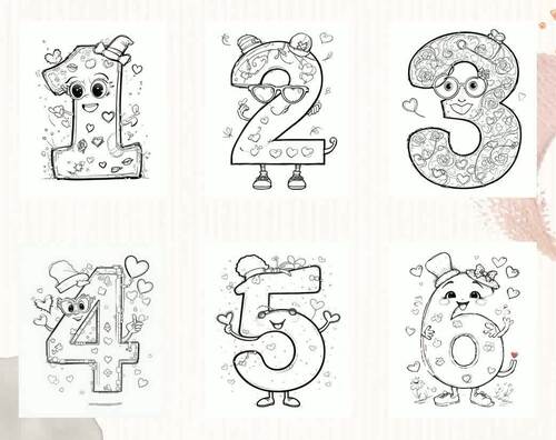 Valentine’s Day Numbers 1 to 9 Coloring Pages - Numbers fors kids