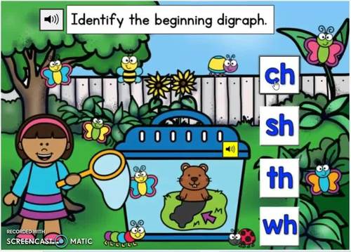 Boom Cards™ Beginning Digraphs Ch, Sh, Th, Wh Bug Fun by Leigh's Library