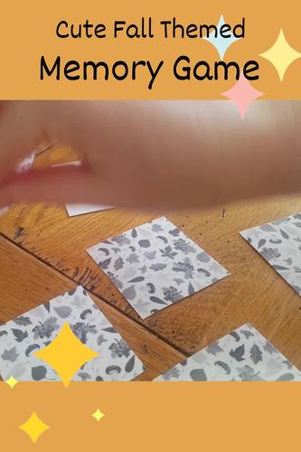 Cute Fall Themed Memory Game - Animals and Nature BW | Autumn - PreK-2nd