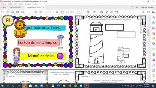 Consonant F worksheets in Spanish/PDF by Tesoros del saber | TPT