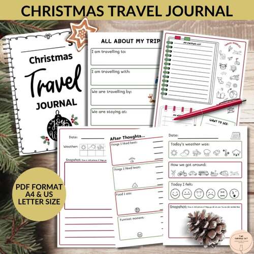 Travel Christmas Journal For Boys & Girls, Writing Pages, Coloring ...
