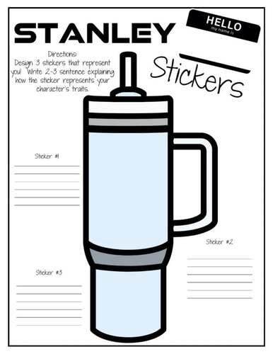 Stanley Cup Character Traits Sticker Draw SEL ELA End of Year Beginning ...