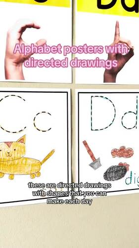 Alphabet Directed Drawings with Shapes | Student Centered Decor | TPT