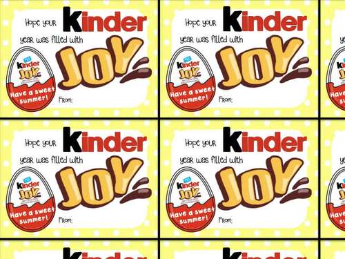 Kinder Joy Egg End of Year Gift Tag for Kindergarten- Hope your Kinder ...