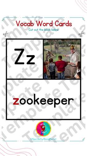 Kindergarten Vocabulary Cards | Letter Z | Phonics | Writing | Reading