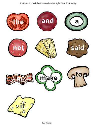 Sight Word Pizza Party - Center or Group Activities with Flash Cards Games