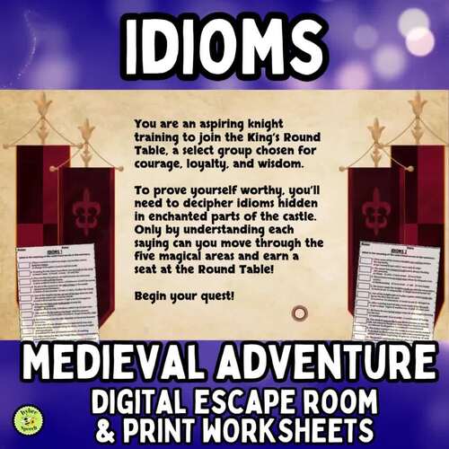 Idioms Medieval Digital Escape & Printable Worksheets by Ivybee Speech