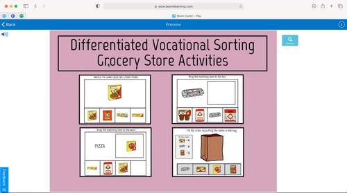 Life Skills Vocational Grocery Store Food Sorting Inventory Boom Cards™