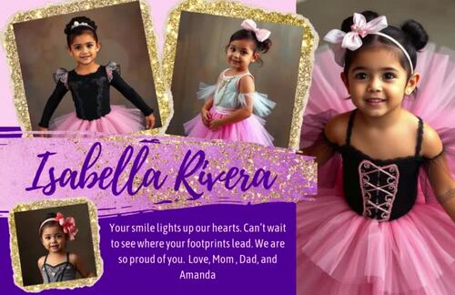 Elementary & Pageant Tribute: Glitter Half Page Program Yearbook Ad