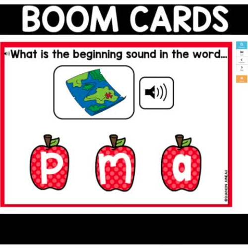 Beginning Middle and Ending Sounds Boom Cards No Prep Literacy Centers