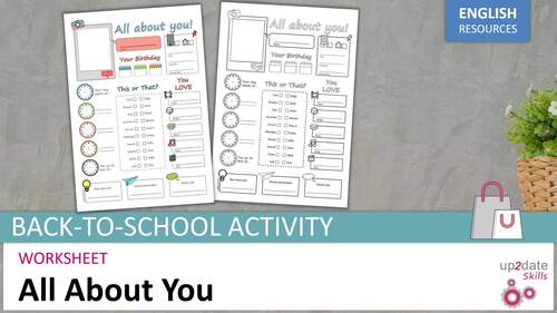 Back to School Activity | All About You Worksheet in English by ...