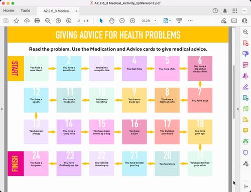 ESL Elementary Lesson: Practise Medical Vocabulary with Activities
