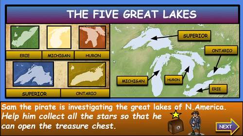 The Great Lakes Powerpoint + Worksheet. Lake Ontario Lake Superior Erie ...