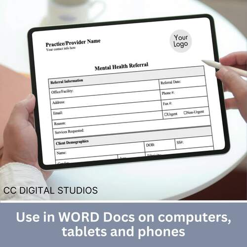 Mental Health Referral Template by CC Digital Studios | TPT