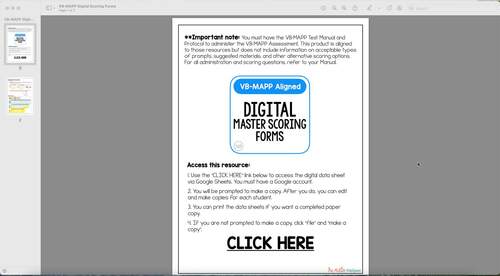 VB-MAPP Digital Master Scoring Forms by The Autism Helper | TPT