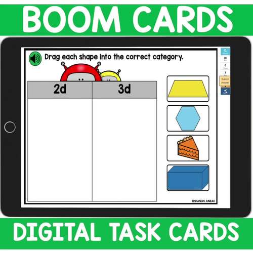 2d and 3d Shape Sort using Boom Cards K.G.A.3 No Prep Kindergarten Math ...