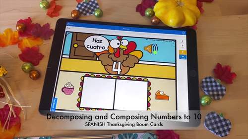 Spanish Thanksgiving Boom Cards - Composing and decomposing numbers to 10