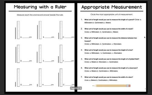 Measurement Worksheet BC Curriculum by It's a School Night | TPT