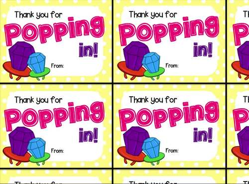 Ring Pop Candy Open House Gift Tag (Thank you for popping in!) | TPT