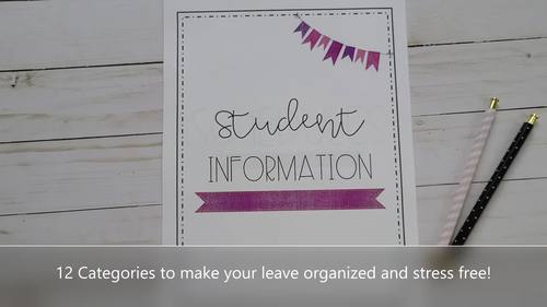 Weekly Lesson Plan Template EDITABLE, Substitute Binder, Maternity ...