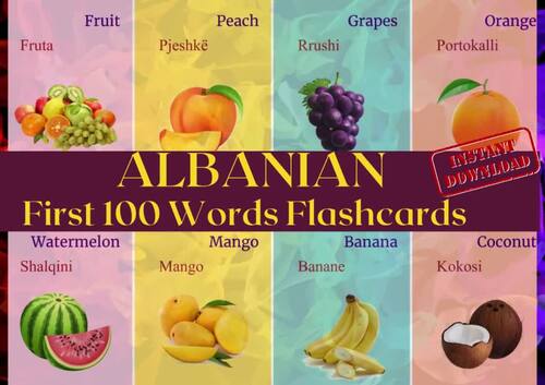 First 100 Albanian Words Digtal Flashcard, Perfect for Children ...