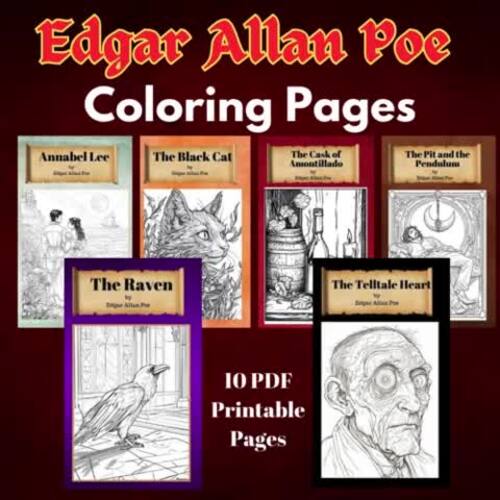 EDGAR ALLAN POE-ELA Literature PDF Coloring Page BUNDLE by Prose Palooza