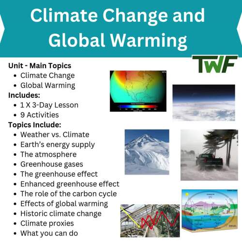 Climate Change and Global Warming Unit | Weather, Climate, Greenhouse ...