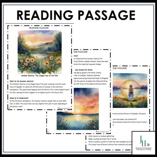 DIGITAL Summer Solstice Reading Comprehension Activities | 6-8 | June ...