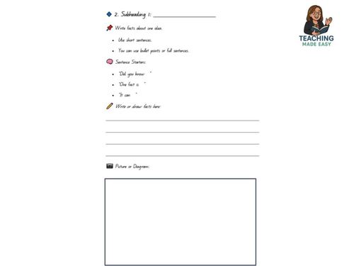 Information Text Writing Scaffold – Printable Template for Year 3, 4, 5