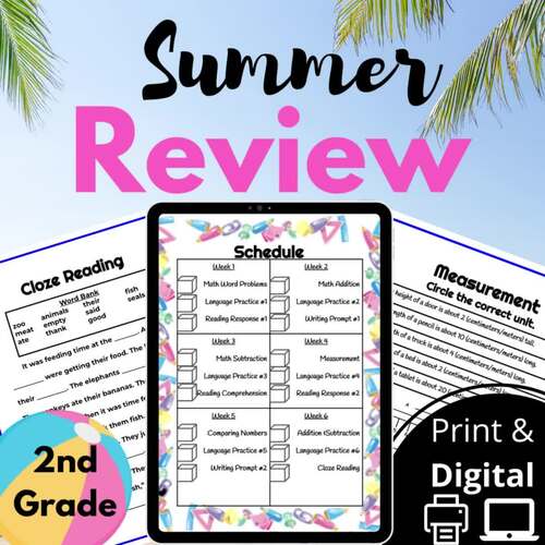 Summer Packet NO PREP End of the Year Review (2nd Grade) Digital & PDF ...