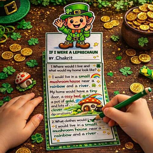 If I Were a Leprechaun Writing Prompt Flipbook Crafts, St. Patrick’s ...
