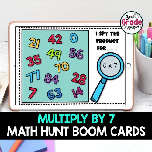 Multiply by 7 Multiplication Fact Fluency Practice Digital Math Boom Cards