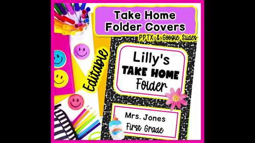 Editable Take Home Folder Covers with Groovy Theme Back to School Decor
