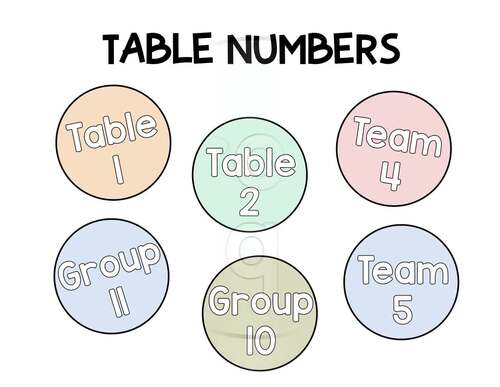 Boho Calm Colors Classroom Table Numbers, Table, Team and Group Numbers