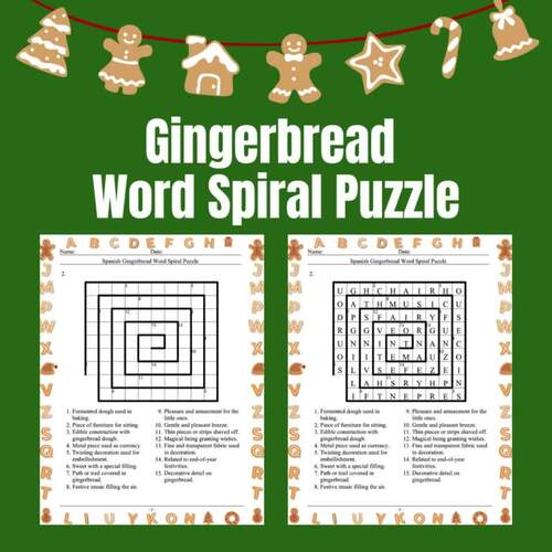 Fun Gingerbread Word Spiral Puzzle - Extensive Worksheet | TPT