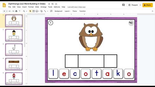 Digital Diphthongs Activity (oo) - Phonics Word Building by Second ...