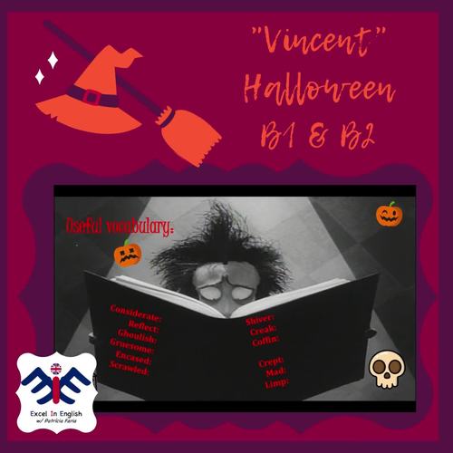 Halloween - "Vincent" - B1&B2 - PPT+KEY Cambridge PET/FCE Exam | TPT