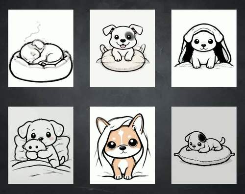 Cozy Pups in Bed Coloring Book - Snuggly & Simple for Little Hands!