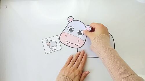 Hippo Craft Letter H Safari Animals Cutting Practice Coloring Tracing ...